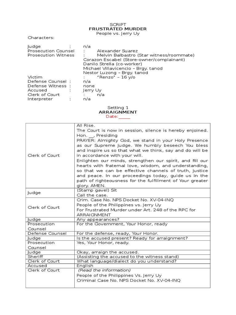 Script Practice Court 2 PDF | PDF | Affidavit | Plea