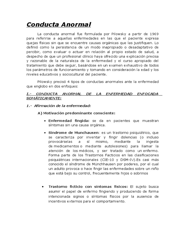 Tipos de Conducta Anormal en Salud | PDF | Psicopatología ...