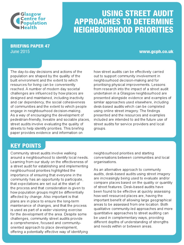 Using Street Audit Approaches To Determine Neighbourhood Priorities ...