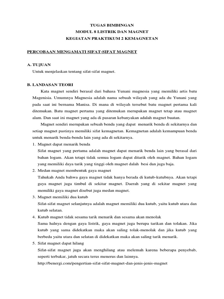 Modul 8 - Kegiatan Praktikum 2 - Percobaan Mengamati Sifat-Sifat Magnet ...