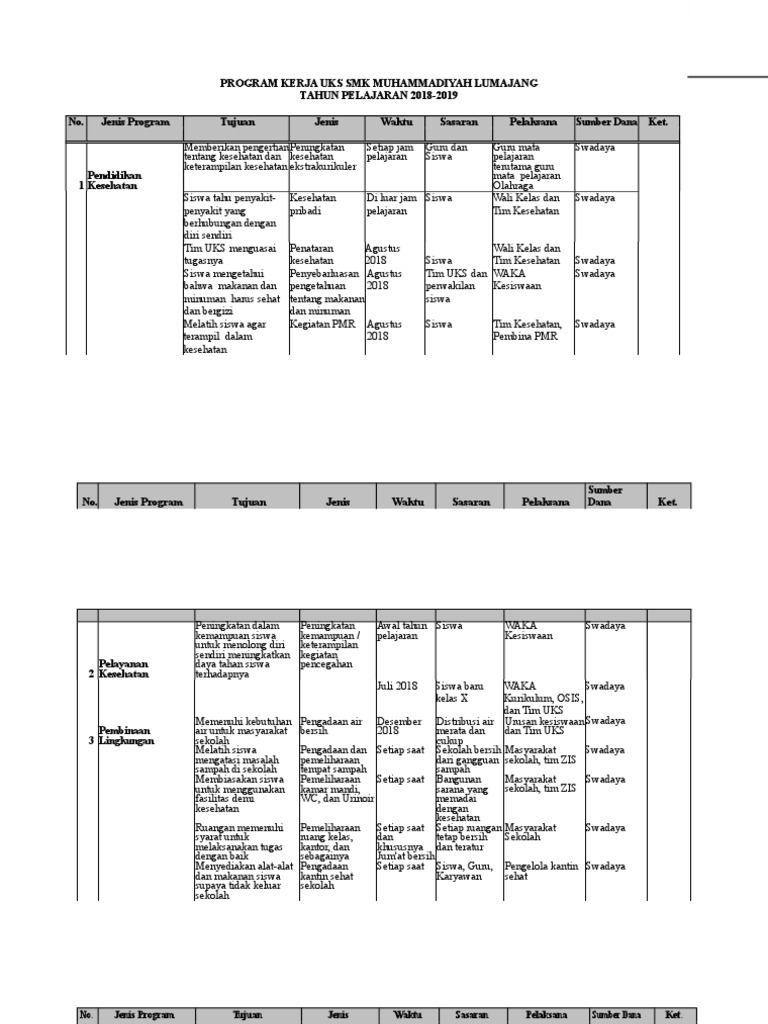 Program Kerja UKS | PDF