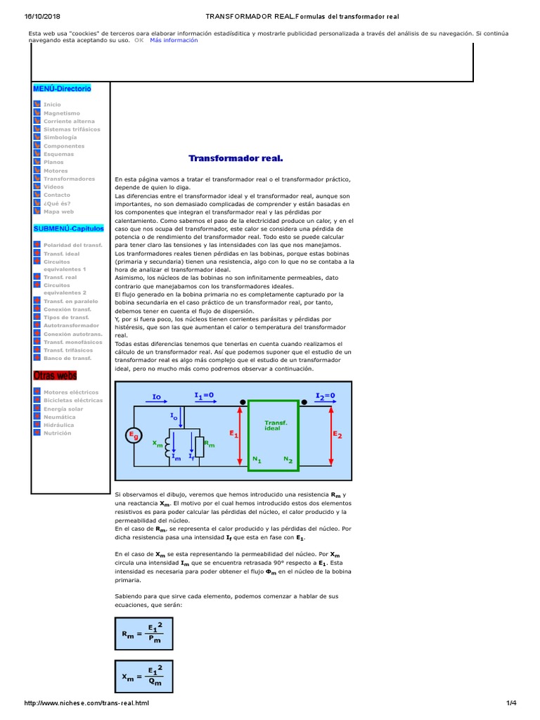 TRANSFORMADOR REAL - Formulas Del Transformador Real | PDF | Transformador | Inductor
