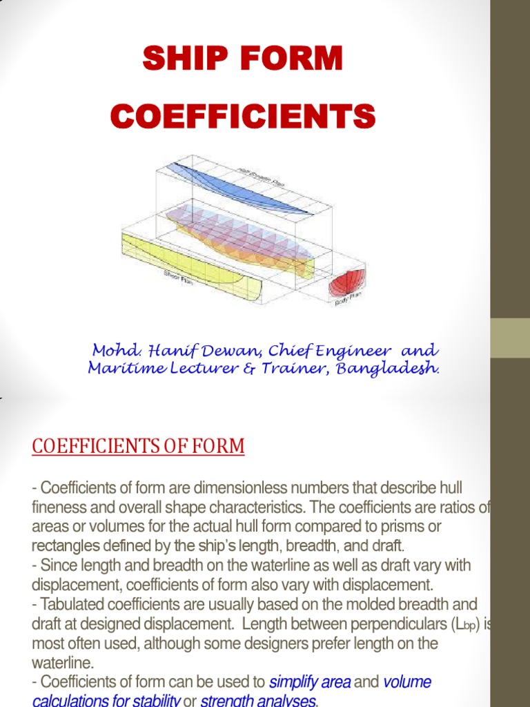 Ship Form Coefficients Explained | PDF | Hull (Watercraft) | Ships