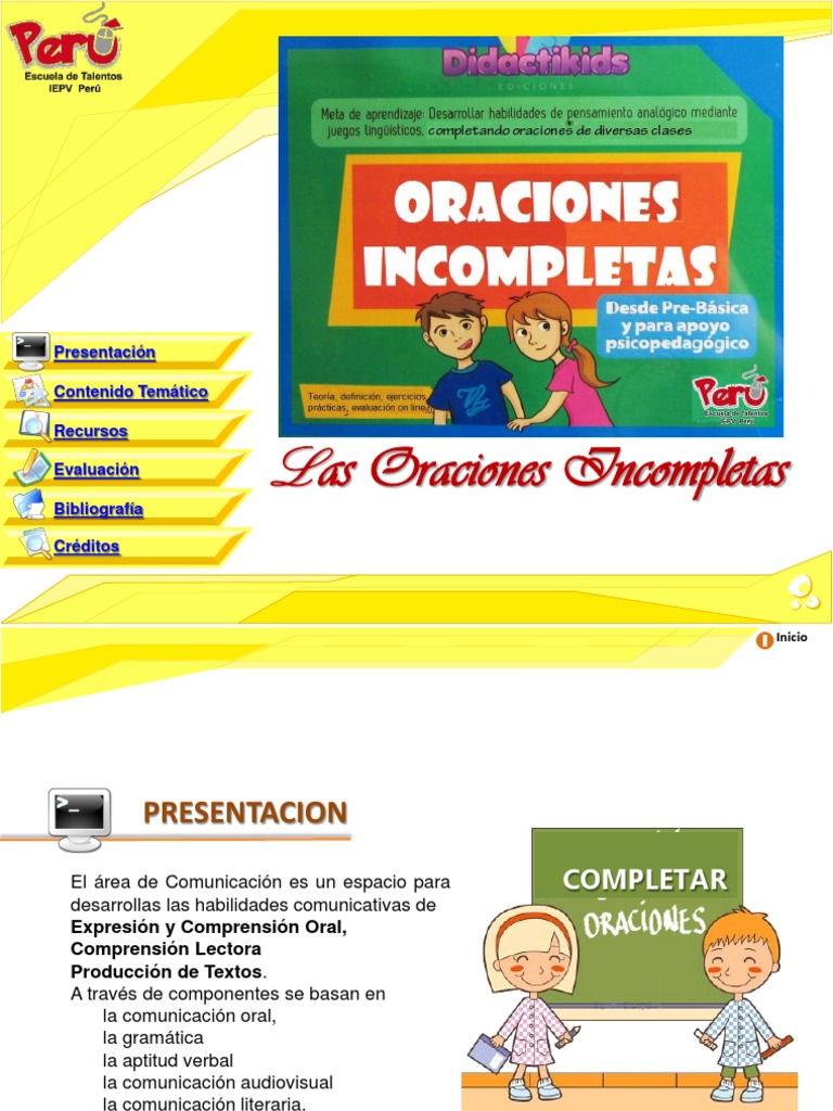 Ejercicios de Oraciones Incompletas | PDF | Oración (Lingüística ...