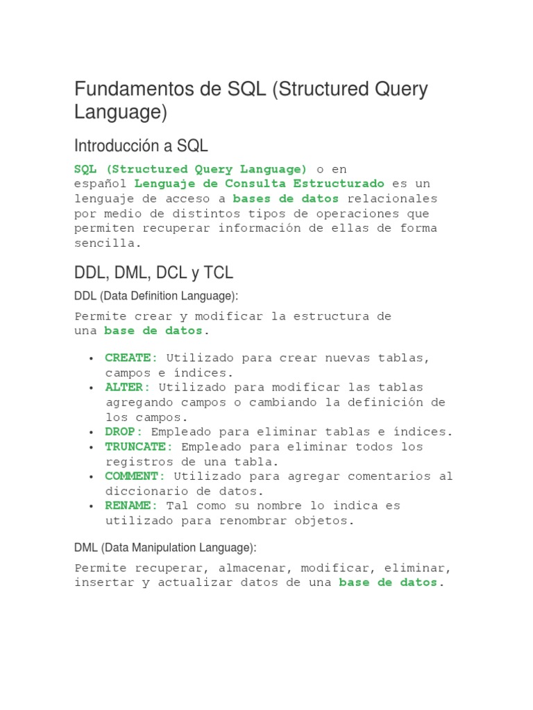 Guía Completa de SQL y NoSQL | PDF | SQL | Ciencias de la Información