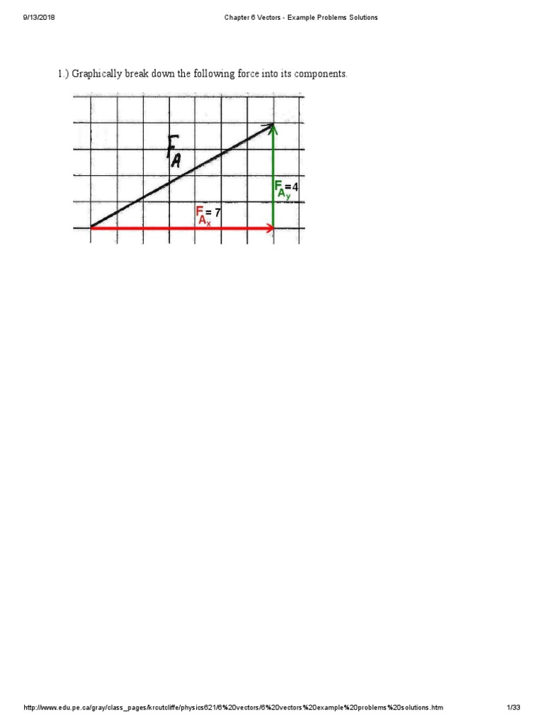 Chapter 6 Vectors - Example Problems Solutions | PDF | Euclidean Vector ...