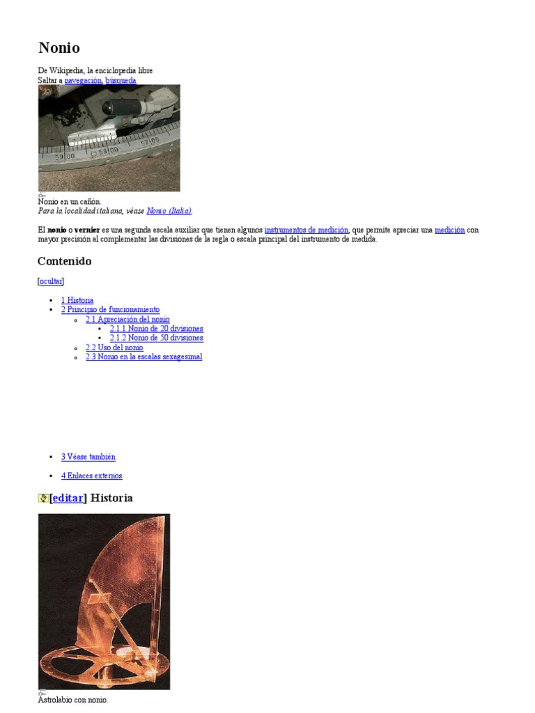 Nonio | PDF | Instrumento de medición | Herramientas
