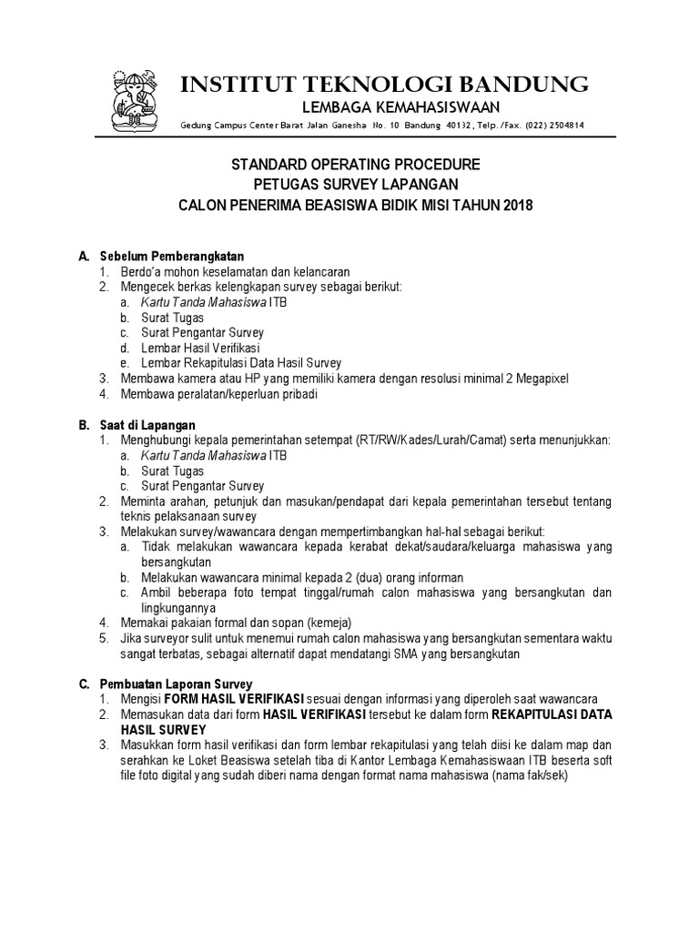 SOP Survey | PDF