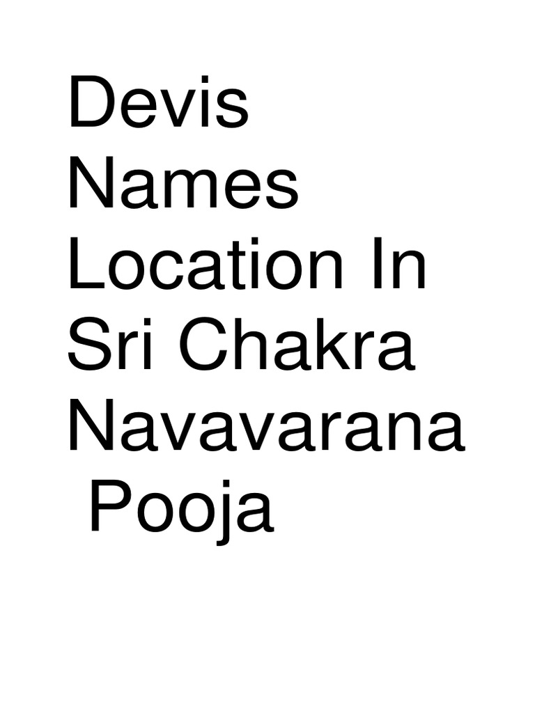 Devis Names Location in Sri Chakra Navavarana | PDF | Asian Mythology ...