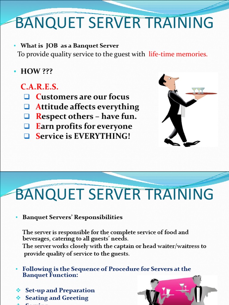 Banquet Server Basic Skill Training | PDF | Tableware | Food And Drink