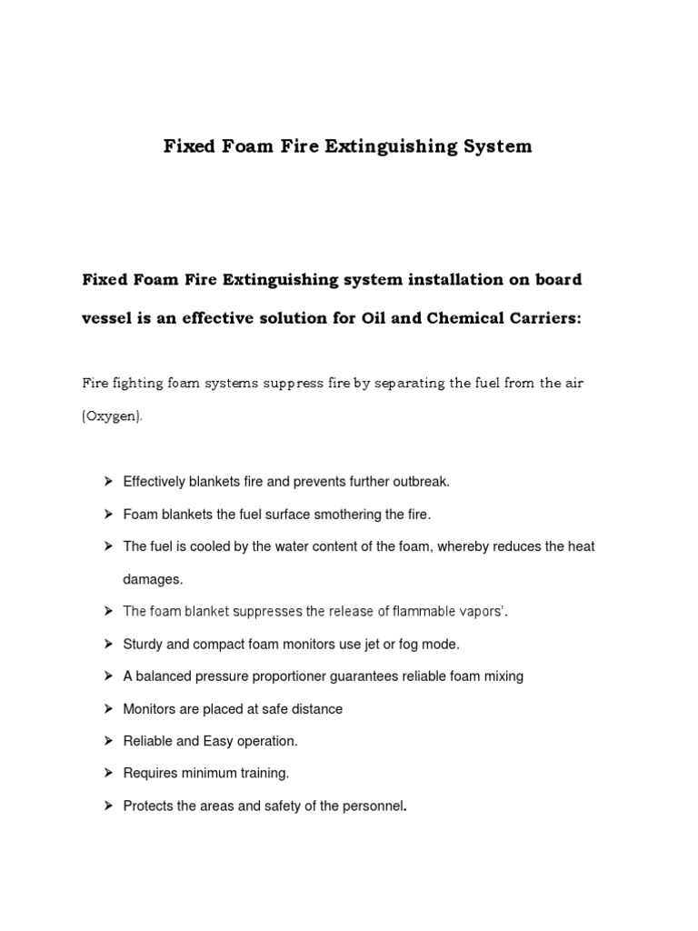 Fixed Foam Installation | PDF | Fires | Energy Technology