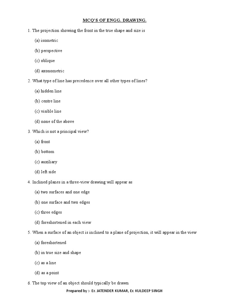 Engg. Drawing (MCQ) | PDF | Circle | Ellipse