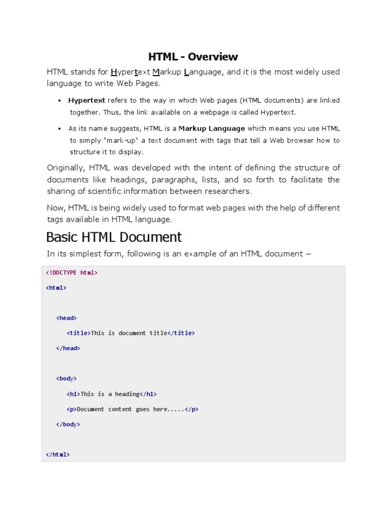 HTML 1 | PDF | Html | Html Element