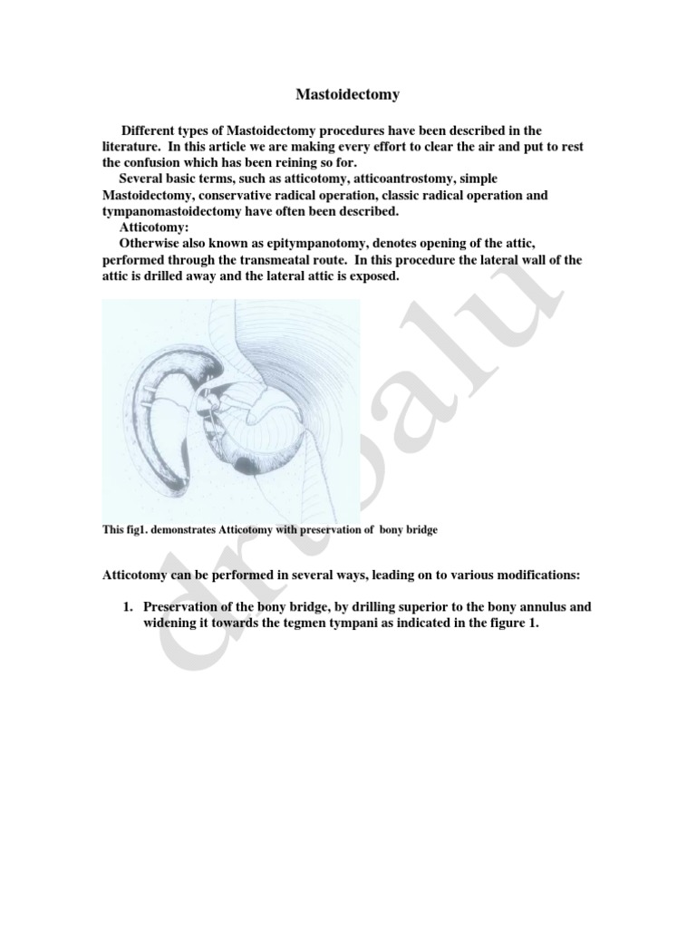 Mastoidectomy Various Types | PDF | Ear | Human Head And Neck