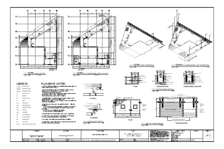 Legend: Plumbing Notes:: Water Line Isometric Sanitary & Drainage Line ...