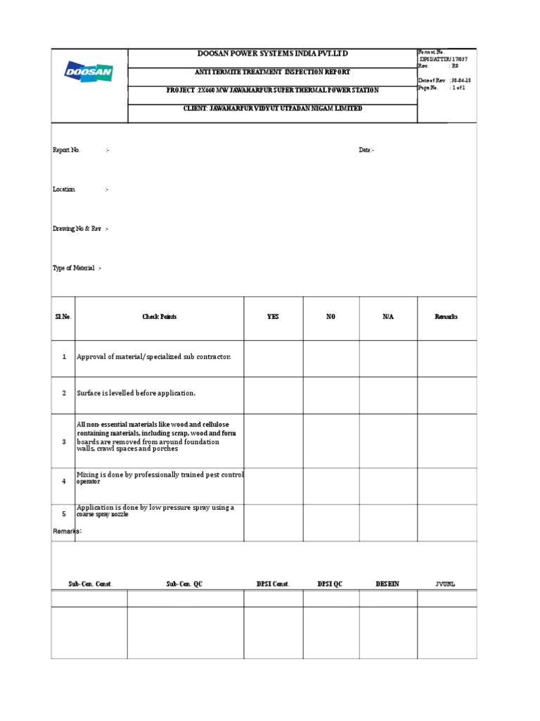 Anti Termite Checklist | PDF