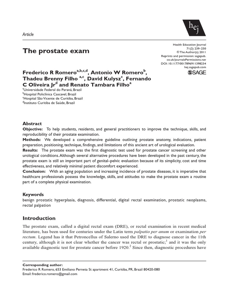 The Prostate Exam | PDF | Prostate Cancer | Prostate Specific Antigen