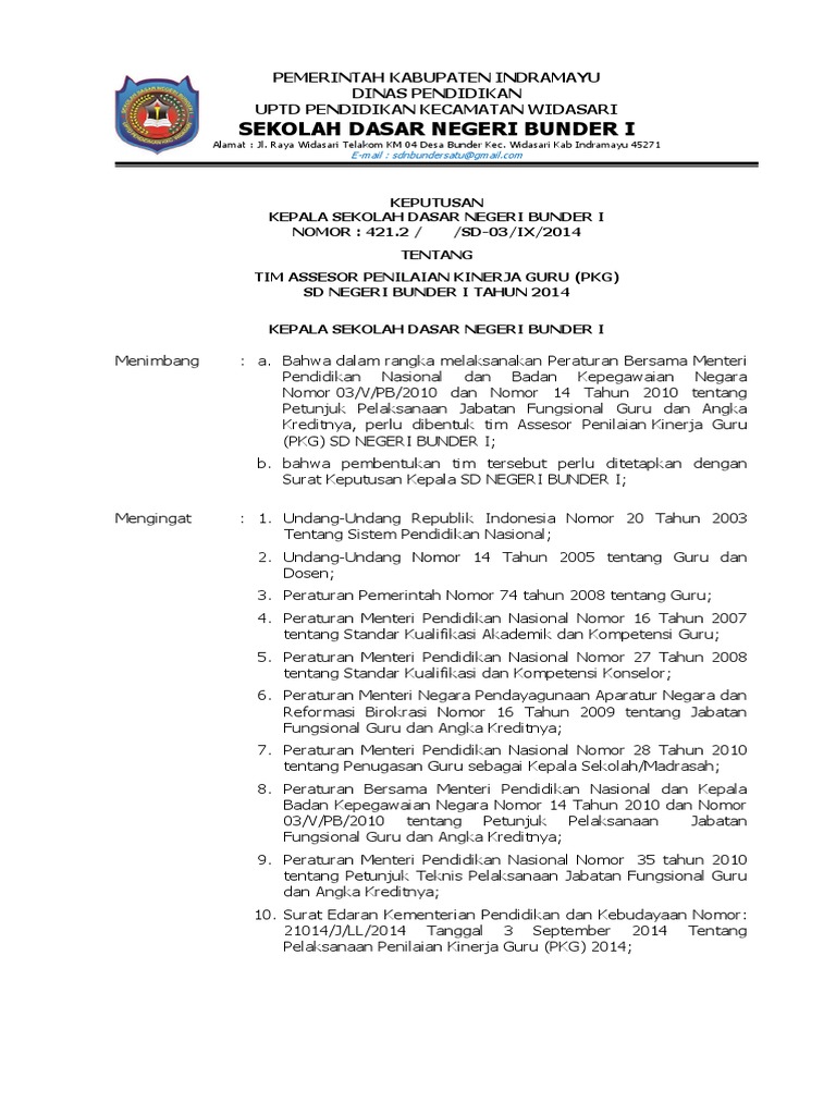 SK Tim Asesor Penilaian | PDF