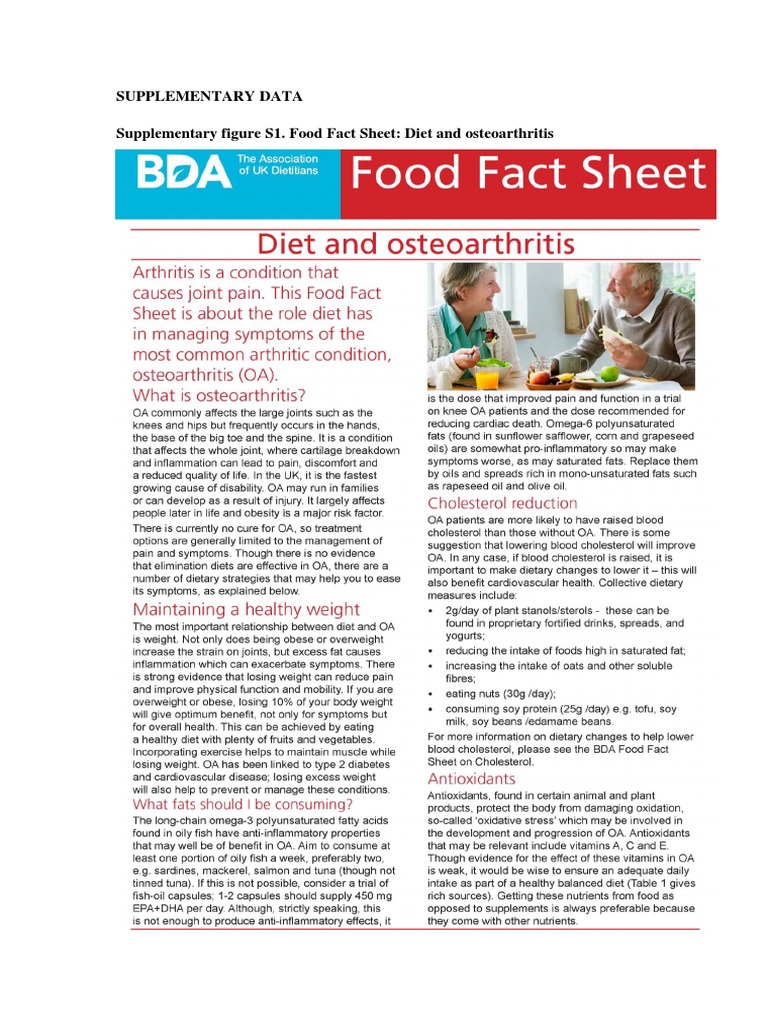 Supplementary Data Supplementary Figure S1. Food Fact Sheet: Diet and Osteoarthritis | Download ...