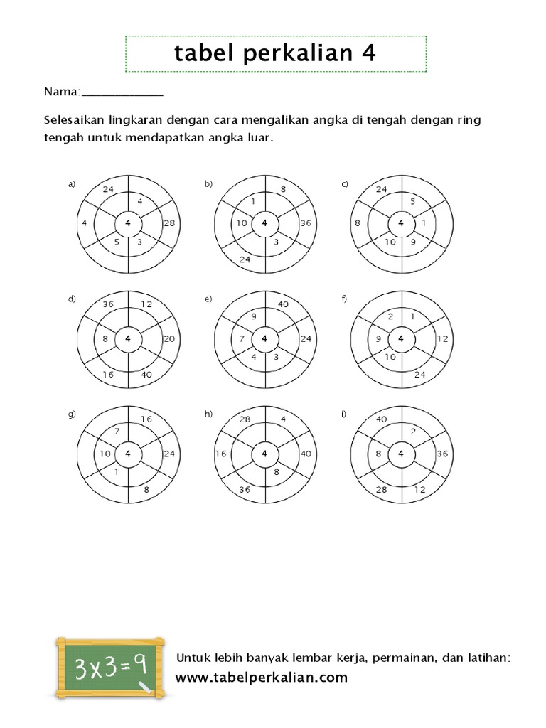 Lks Tabel Perkalian 4 ws3 PDF | PDF
