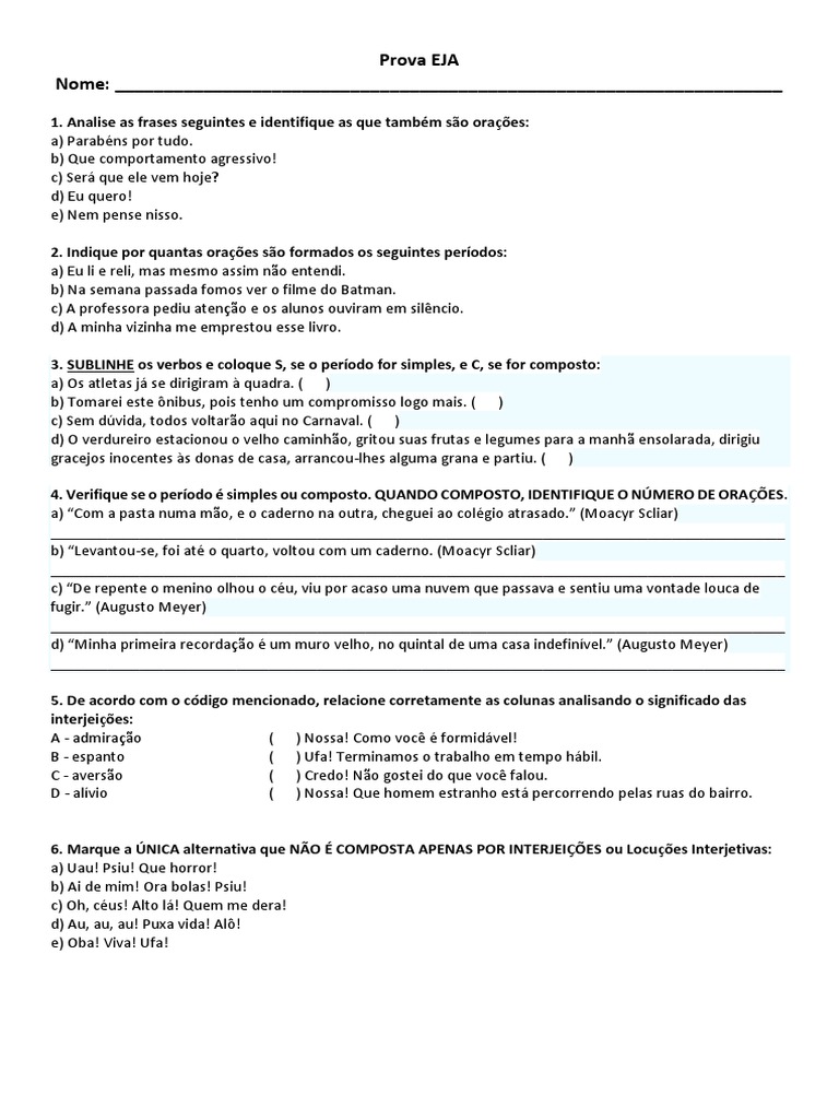 Prova EJA - Port | PDF