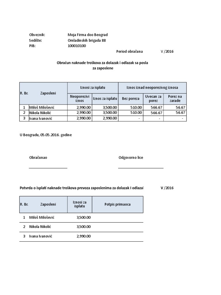 Prevoz Specifikacija | PDF