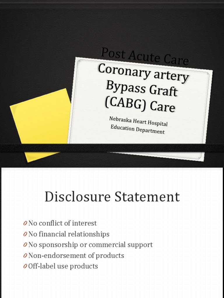 Post Op Cabg Care | PDF | Coronary Artery Bypass Surgery | Heart Failure