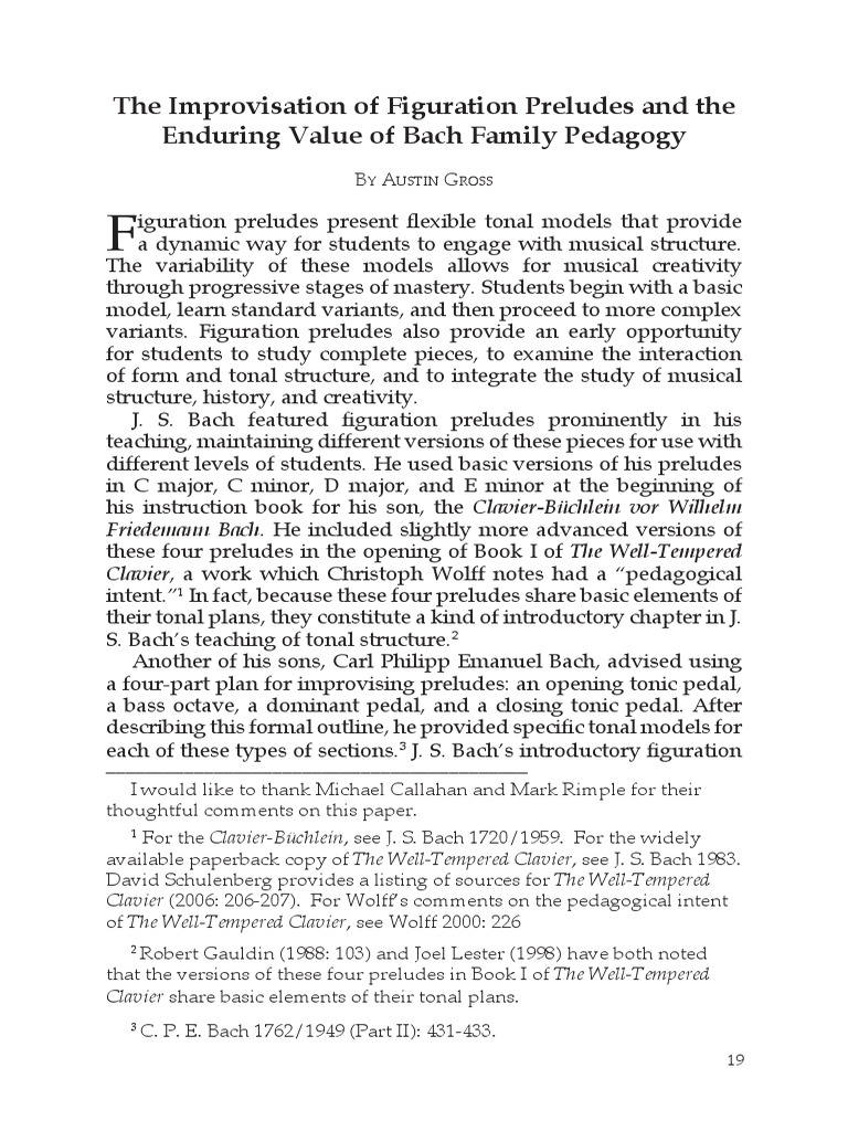 The Improvisation of Figuration Preludes and The Enduring Value of Bach ...