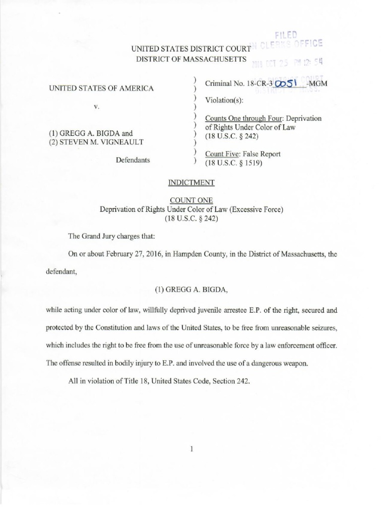 Federal Charges Against Springfield Police Officer Greg Bigda and ...