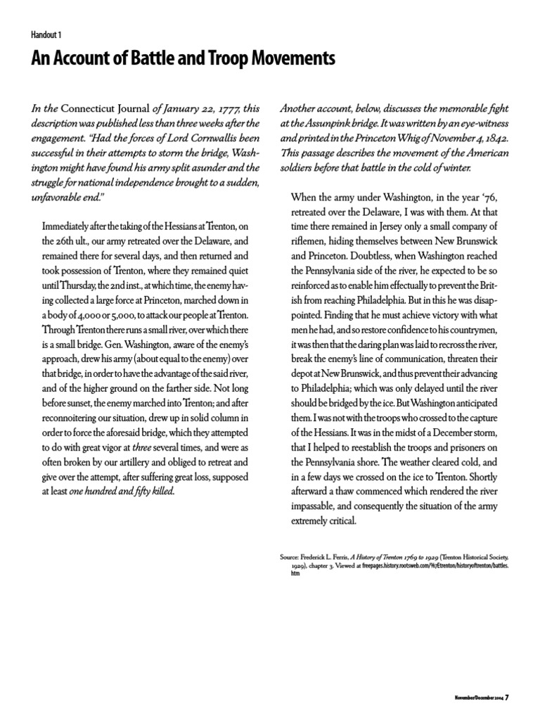 Trenton Primary Sources | PDF | American Revolution | Battles