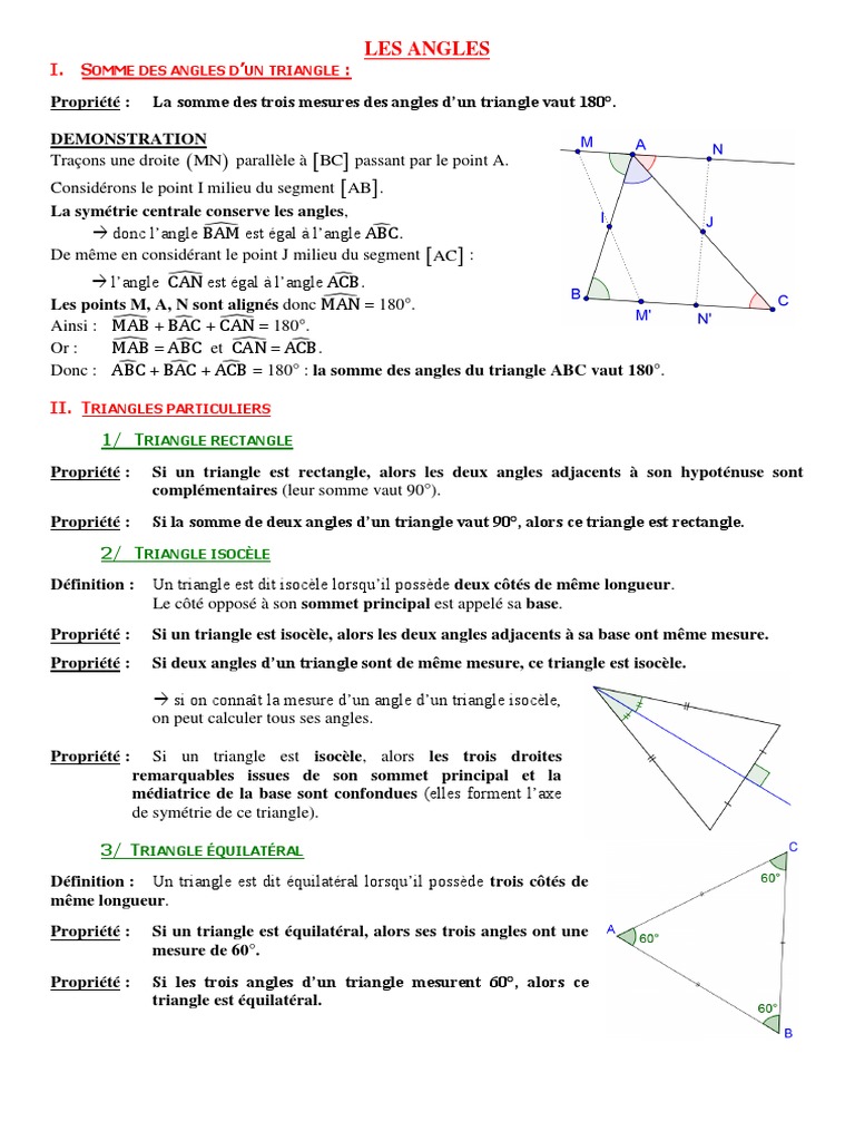 Propriétés des angles en géométrie | PDF | Triangle | Formes géométriques