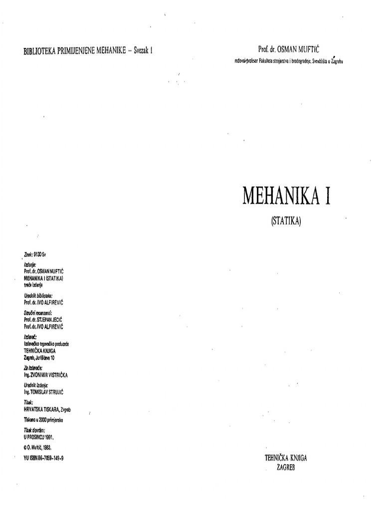 Muftić Mehanika 1 Statika PDF | PDF