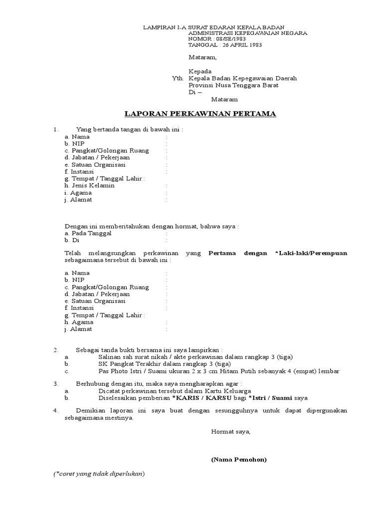 Surat Edaran Kepala Badan Administrasi Kepegawaian Negara Nomor 08se1983 - Kumpulan Surat Penting