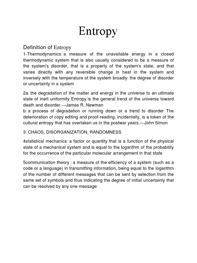 Entropy: Definition of | PDF