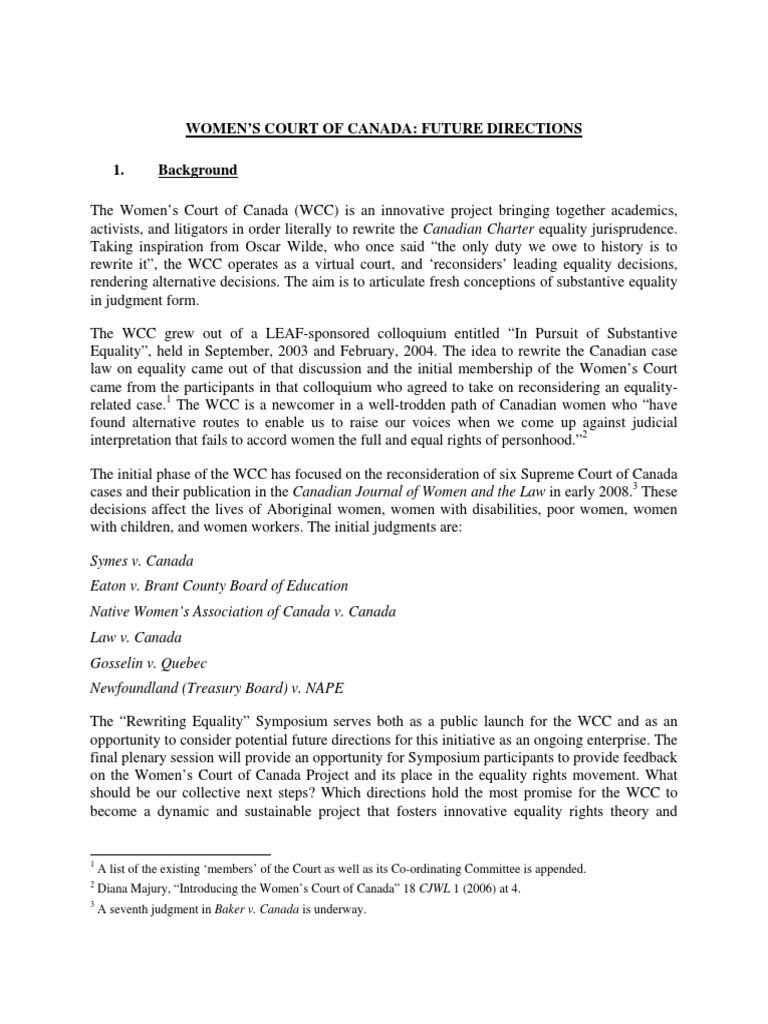 Womens Court Canada Future Directions | PDF | Judgment (Law) | Lawsuit