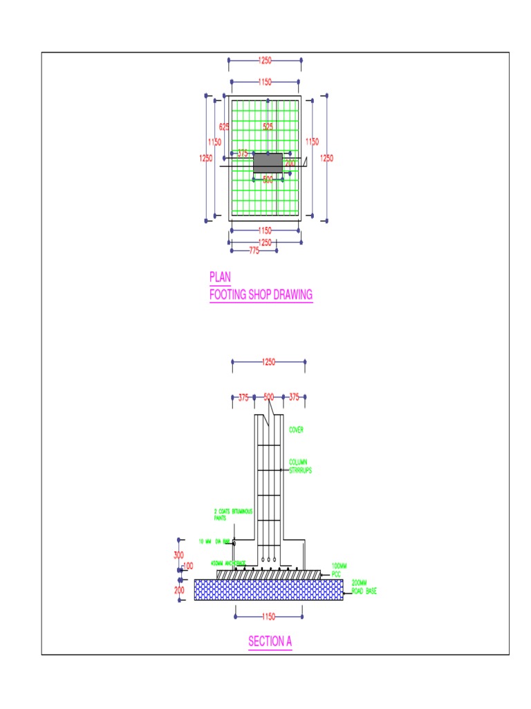 Plan Footing Shop Drawing | PDF