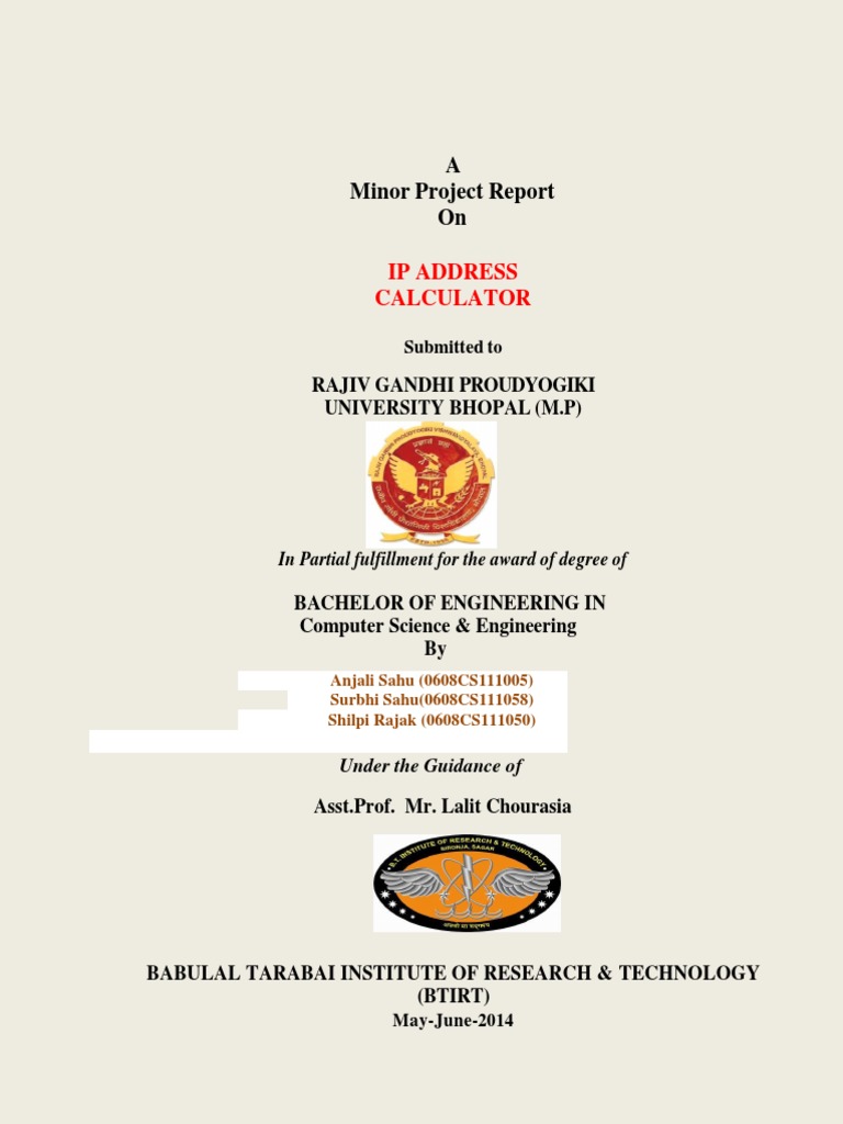 BE Major Project Format Final | PDF | Computer Network | Ip Address