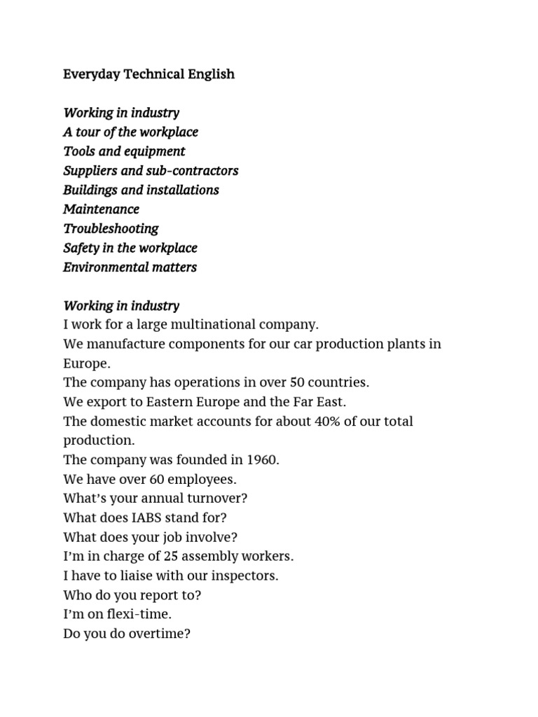 Everyday Technical English | Download Free PDF | Controlled Access ...