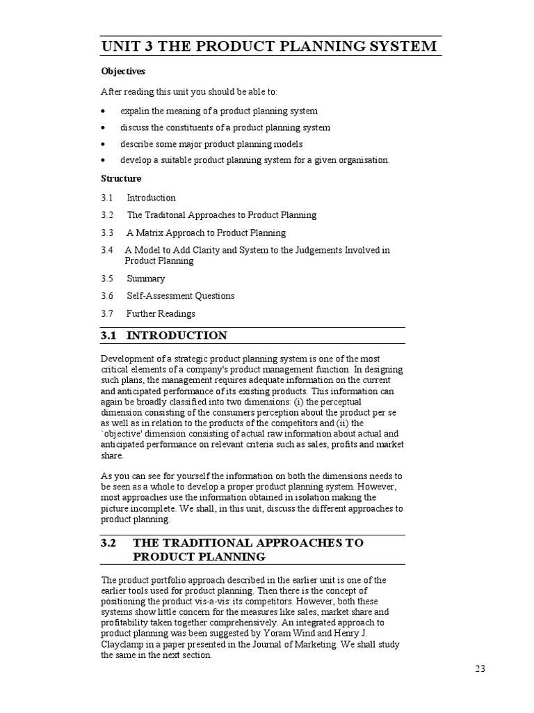 Unit-3 The Product Planning System | PDF | Profit (Economics ...
