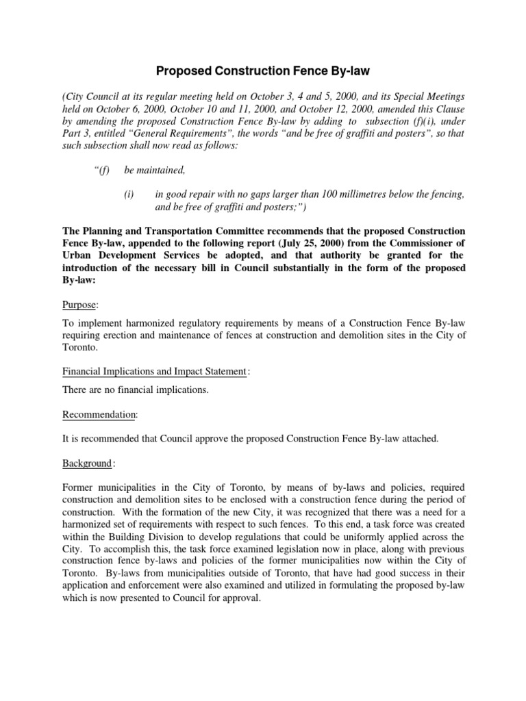 Construction Fence Standards 2013 | PDF | By Law | Fence