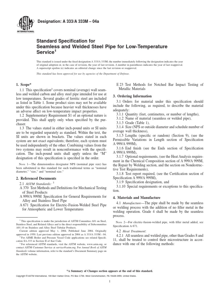 Astm A333 | PDF | Heat Treating | Pipe (Fluid Conveyance)
