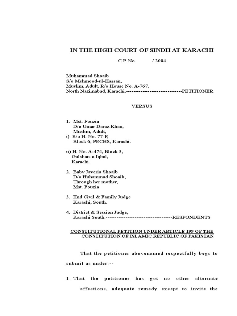 Writ Petition Format | PDF | Affidavit | Ex Parte