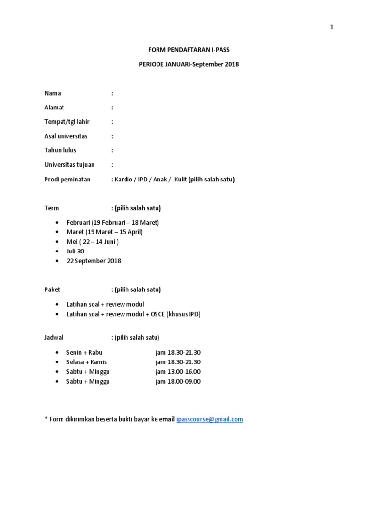 FORM + Tata Cara Pendaftaran iPASS FIX | PDF