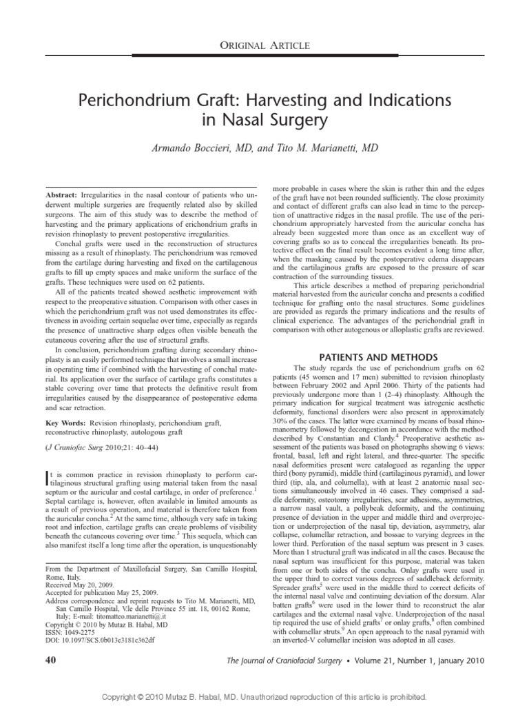 Perichondrium Graft: Harvesting and Indications in Nasal Surgery | PDF ...