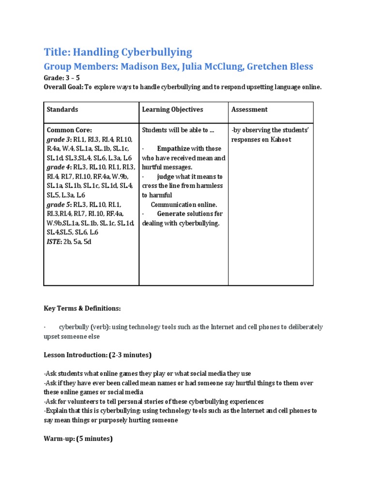 Digital Citizenship Lesson Plan | PDF | English As A Second Or Foreign ...