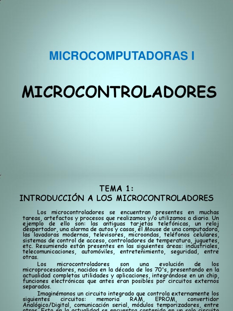 Introducción a Microcontroladores PIC | PDF | Microcontrolador | Unidad ...