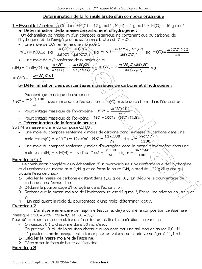 4 Formule Brute | PDF | La combustion | Hydrogène