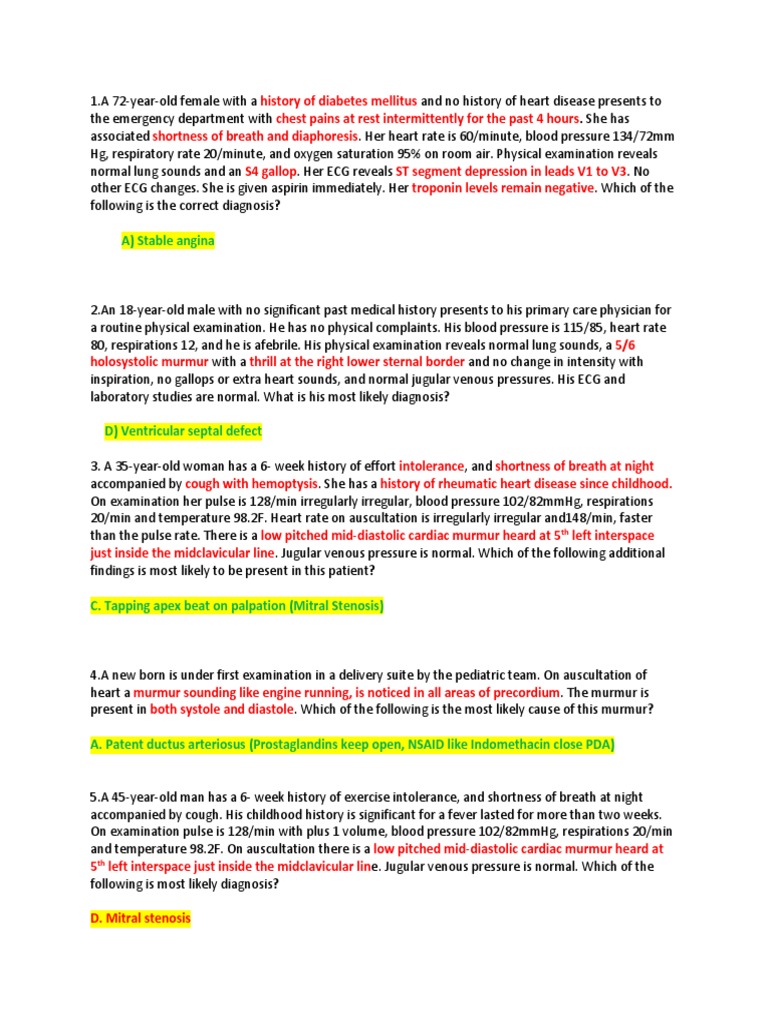 Cardiac Auscultation Findings in Patients | PDF | Heart | Internal Medicine