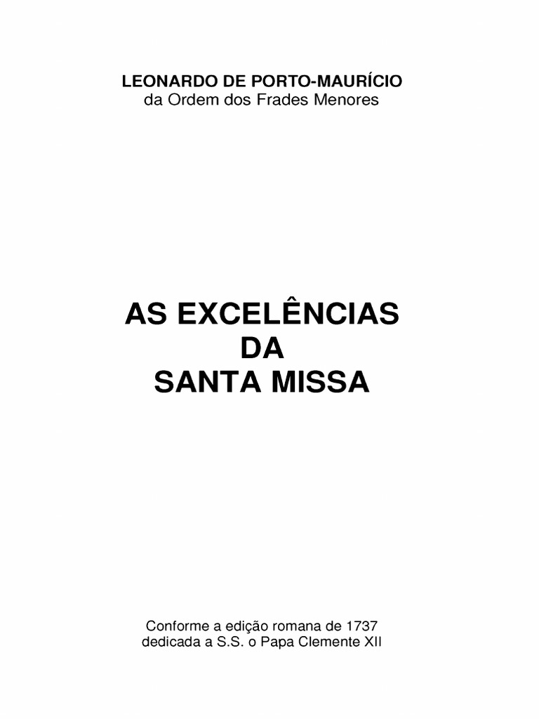 As Excelências Da Santa Missa | PDF | Santo | Missa (liturgia)