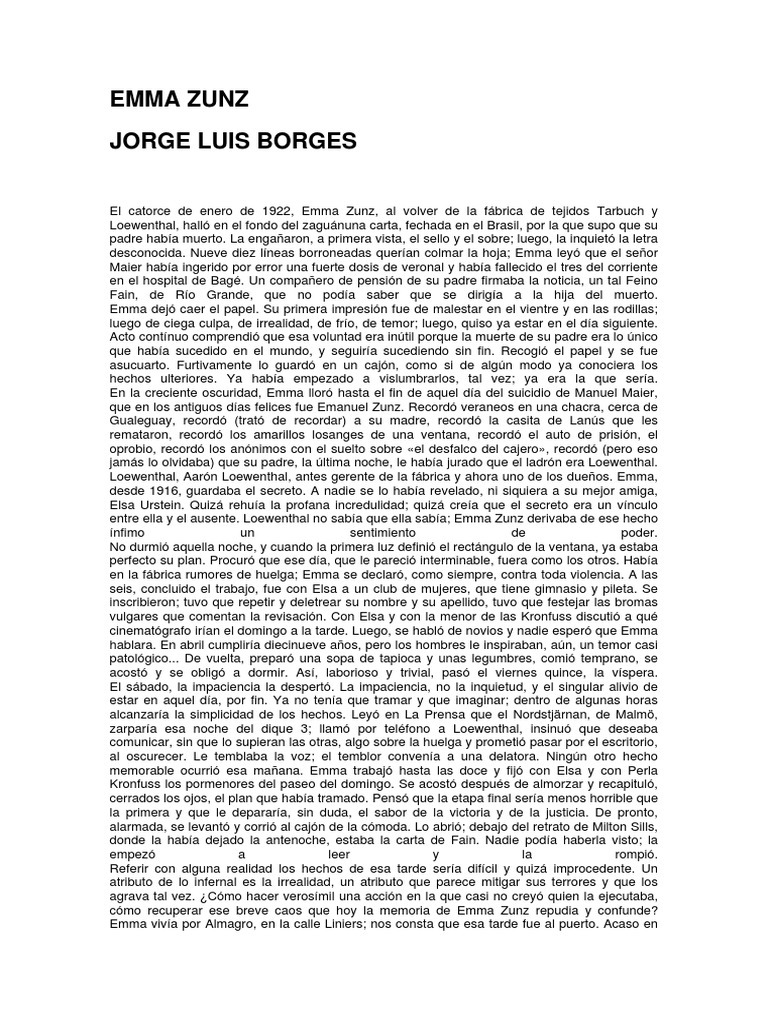 Emma Zunz - Jorge Luis Borges PDF | PDF
